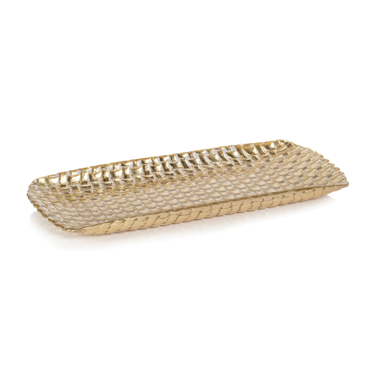 Braided Rectangular Glass Tray - Gold – One Fish Two Fish